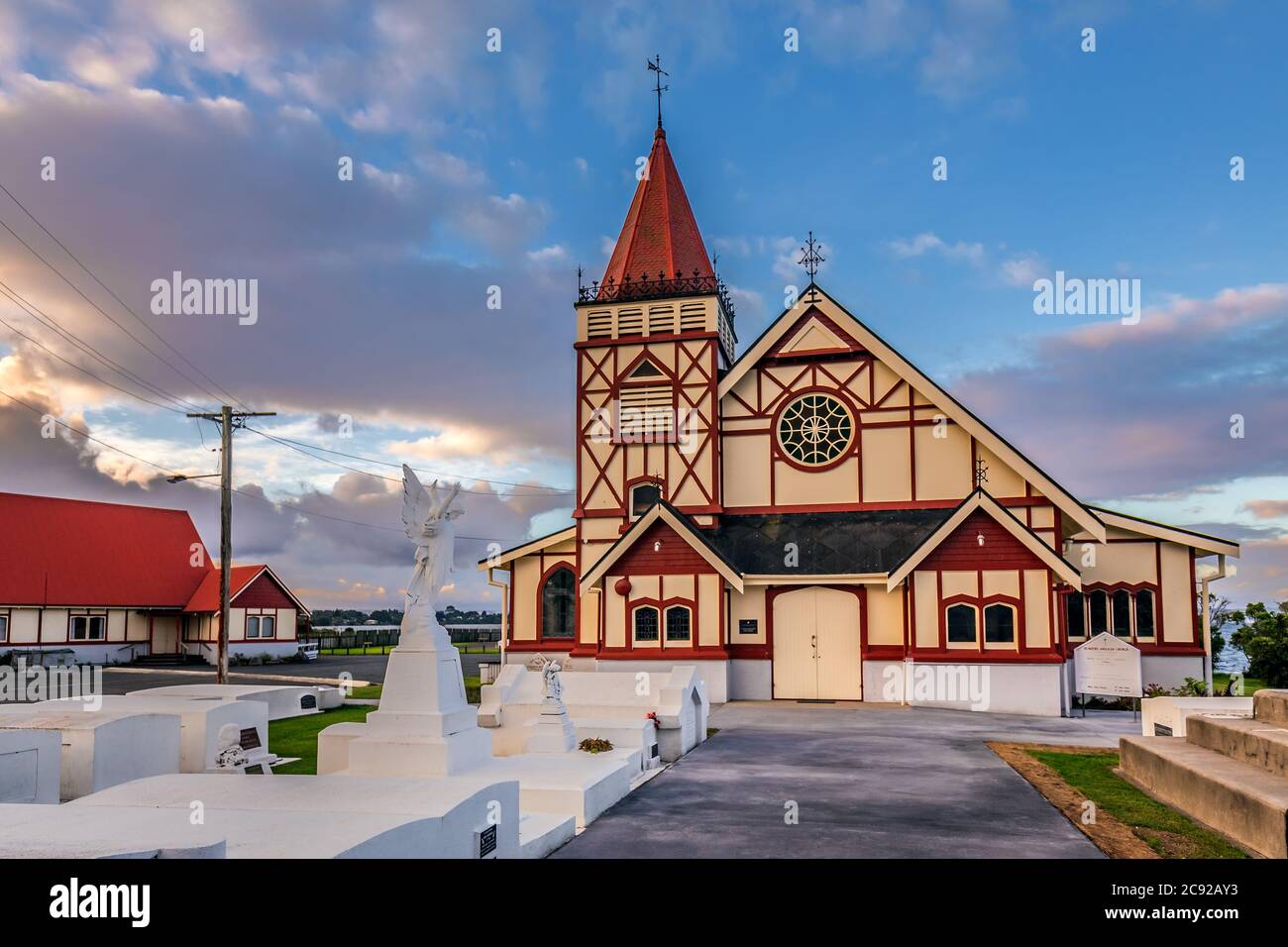 Rotorua church in the geothermal city of Rotorua, New Zealand Stock ...