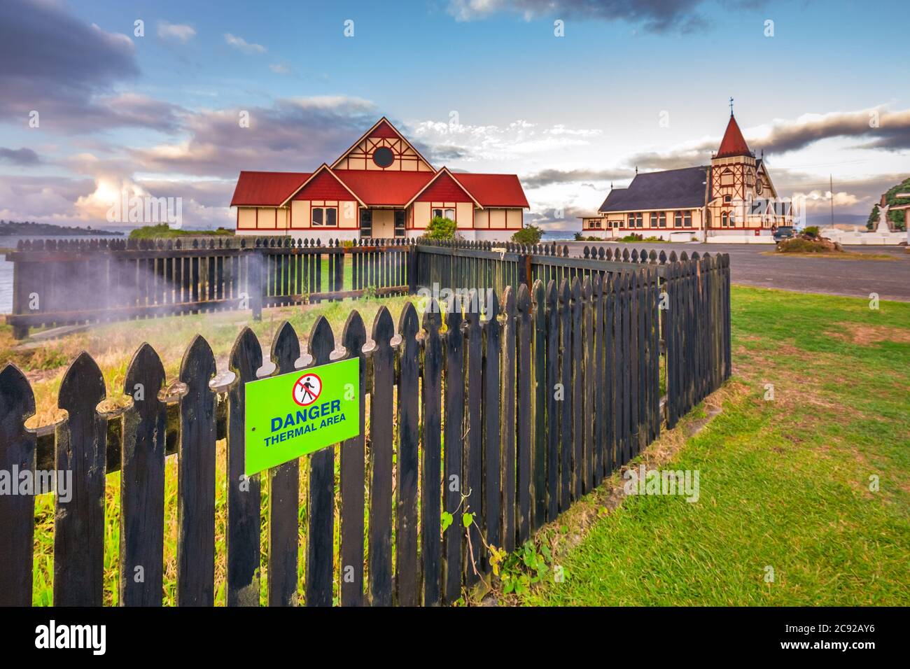 Rotorua church in the geothermal city of Rotorua, New Zealand Stock ...