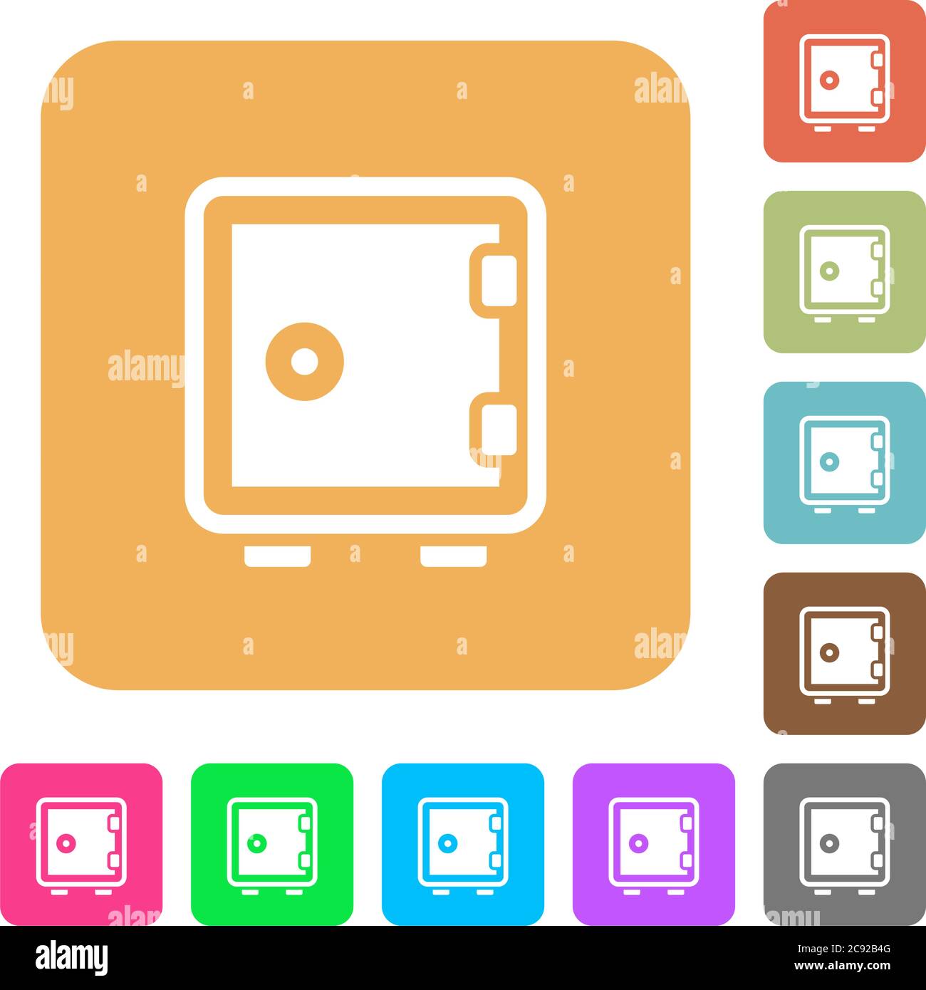 Strong box flat icons on rounded square vivid color backgrounds Stock ...