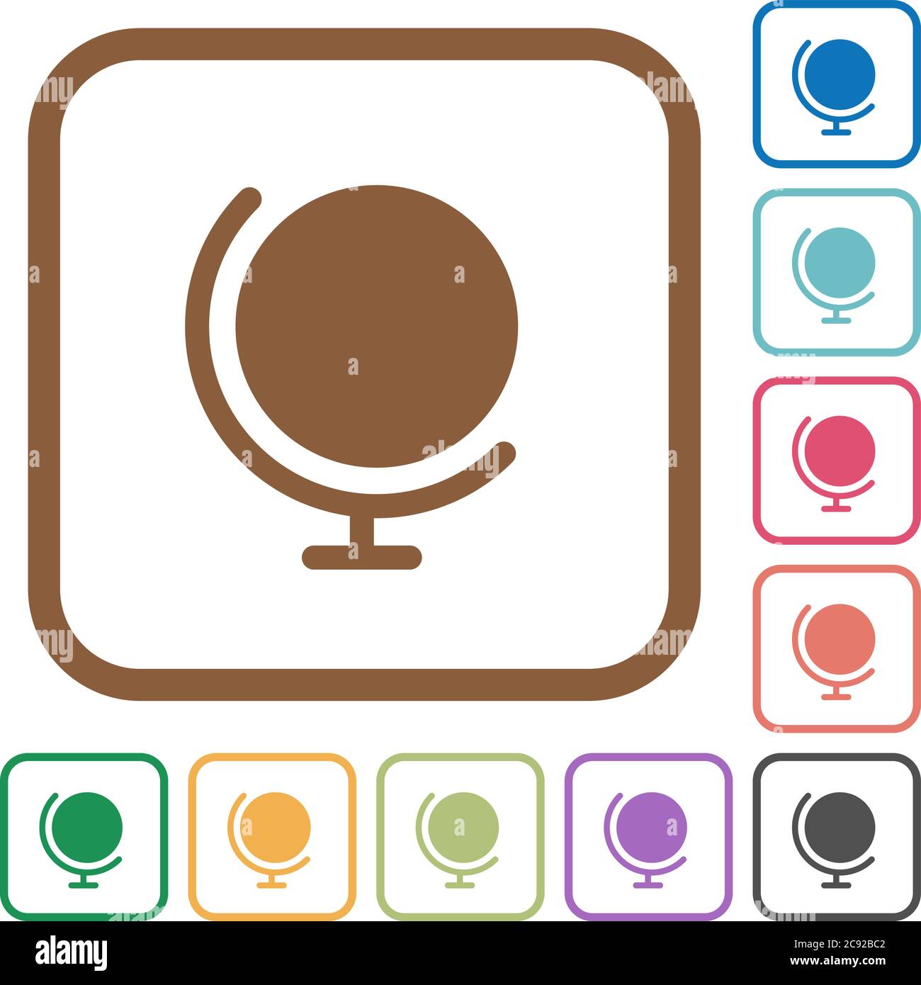 Globe simple icons in color rounded square frames on white background Stock Vector Image & Art ...