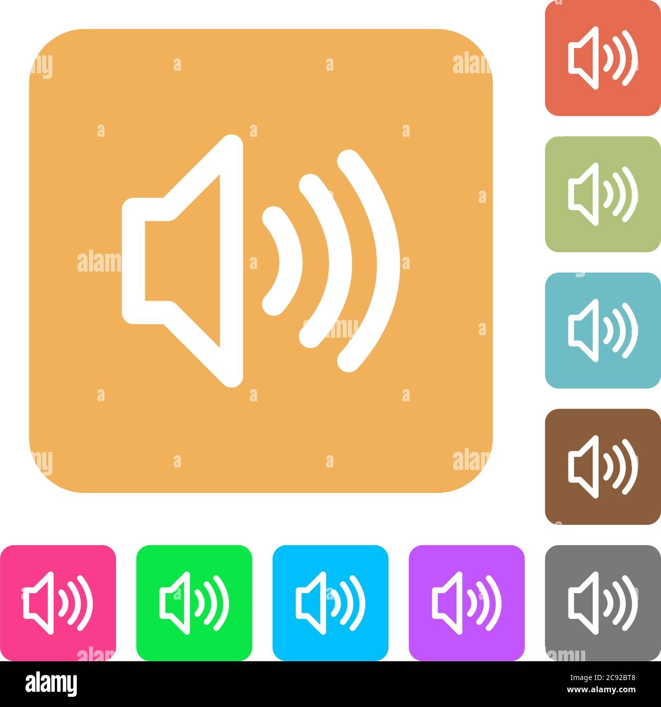 Volume flat icons on rounded square vivid color backgrounds Stock ...