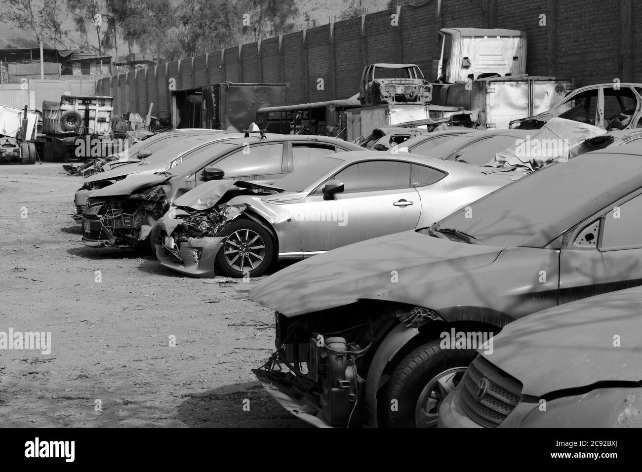 LIMA, PERU - Sep 09, 2019: Peruvian Junk Yard with some disposed cars ...