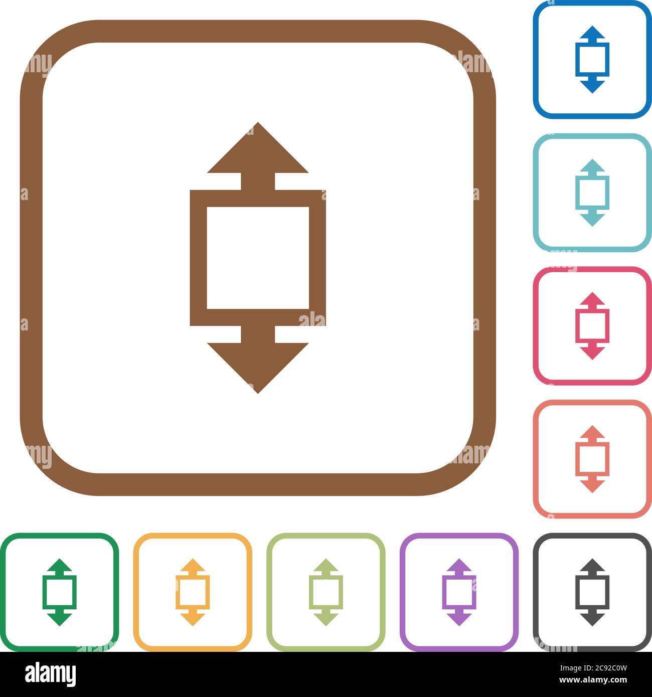 Height tool simple icons in color rounded square frames on white ...