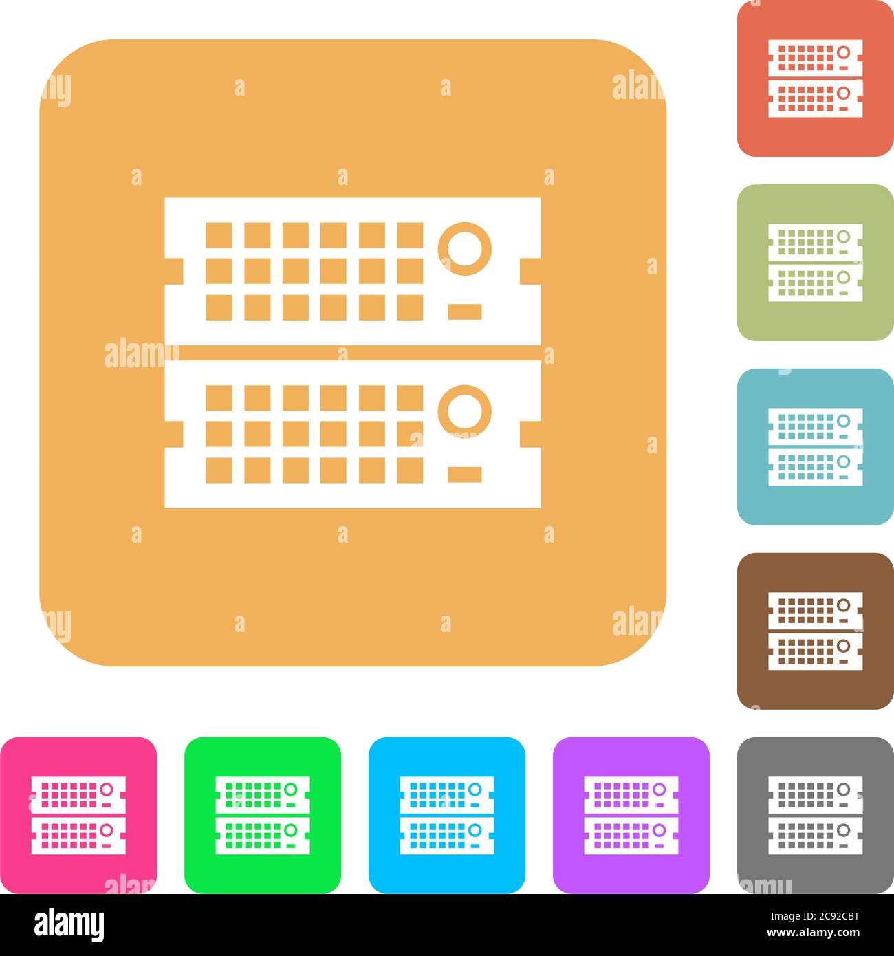 Rack servers flat icons on rounded square vivid color backgrounds Stock Vector Image & Art - Alamy