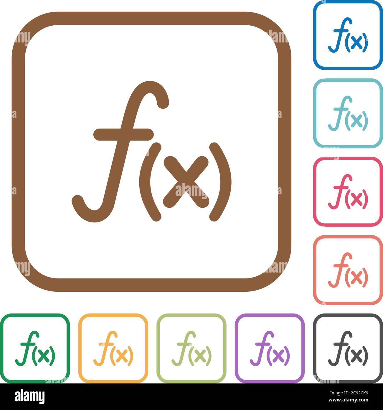 Function simple icons in color rounded square frames on white background Stock Vector Image ...