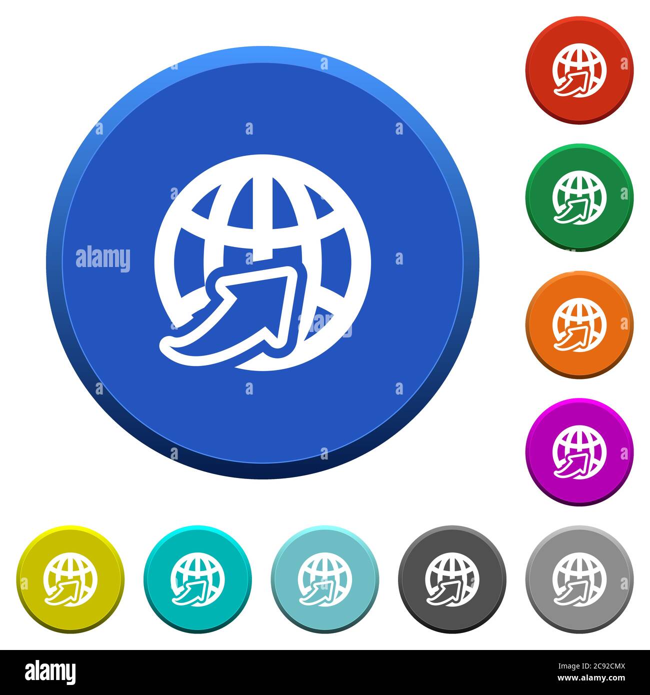 Worldwide round color beveled buttons with smooth surfaces and flat ...