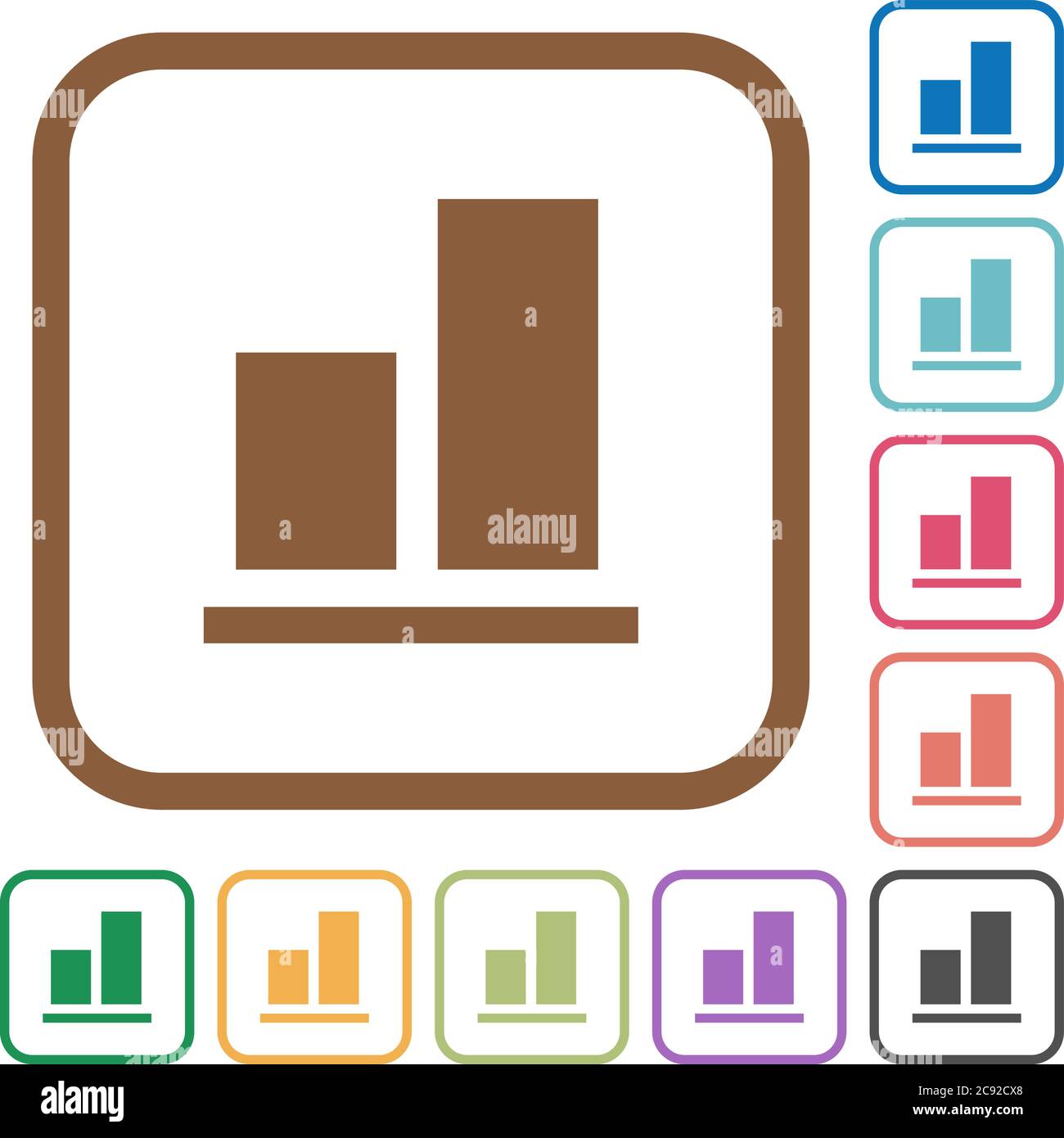 Align to bottom simple icons in color rounded square frames on white background Stock Vector ...