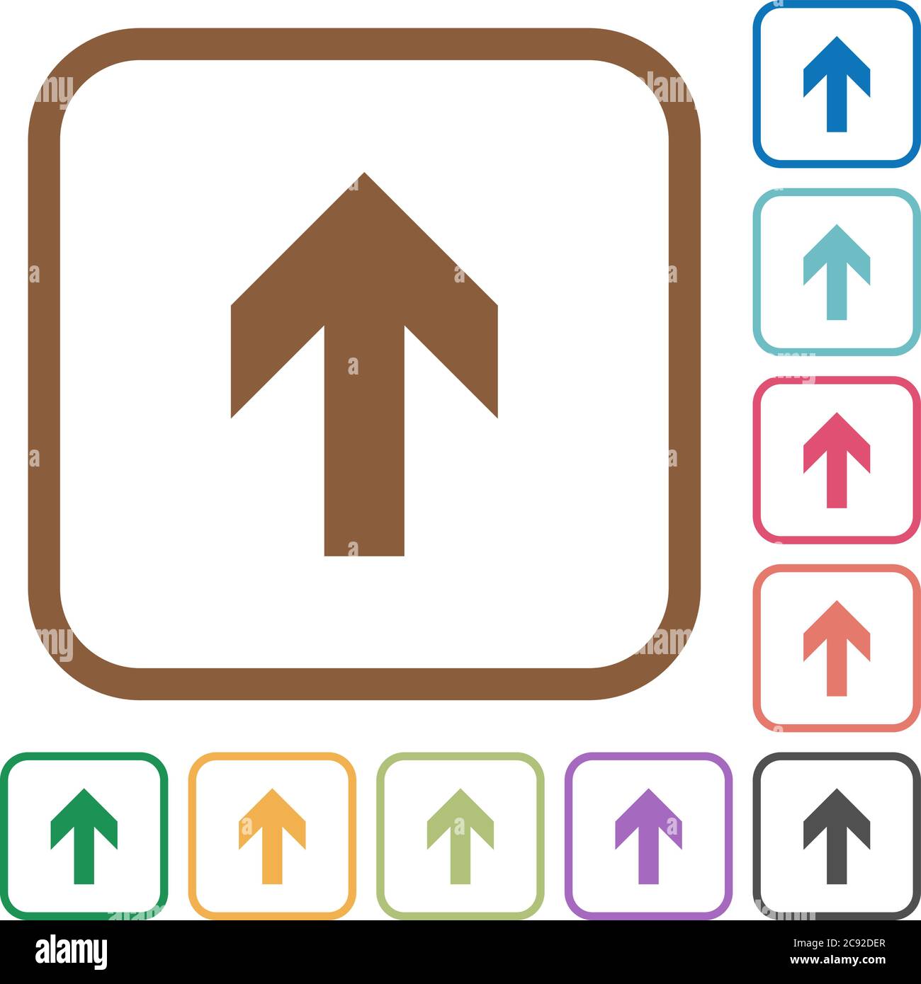 Up arrow simple icons in color rounded square frames on white ...