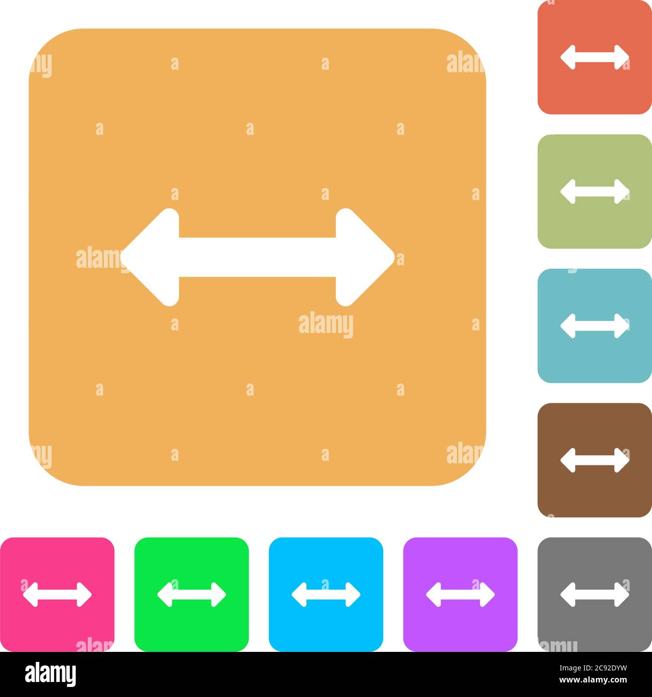 Resize horizontal flat icons on rounded square vivid color backgrounds ...