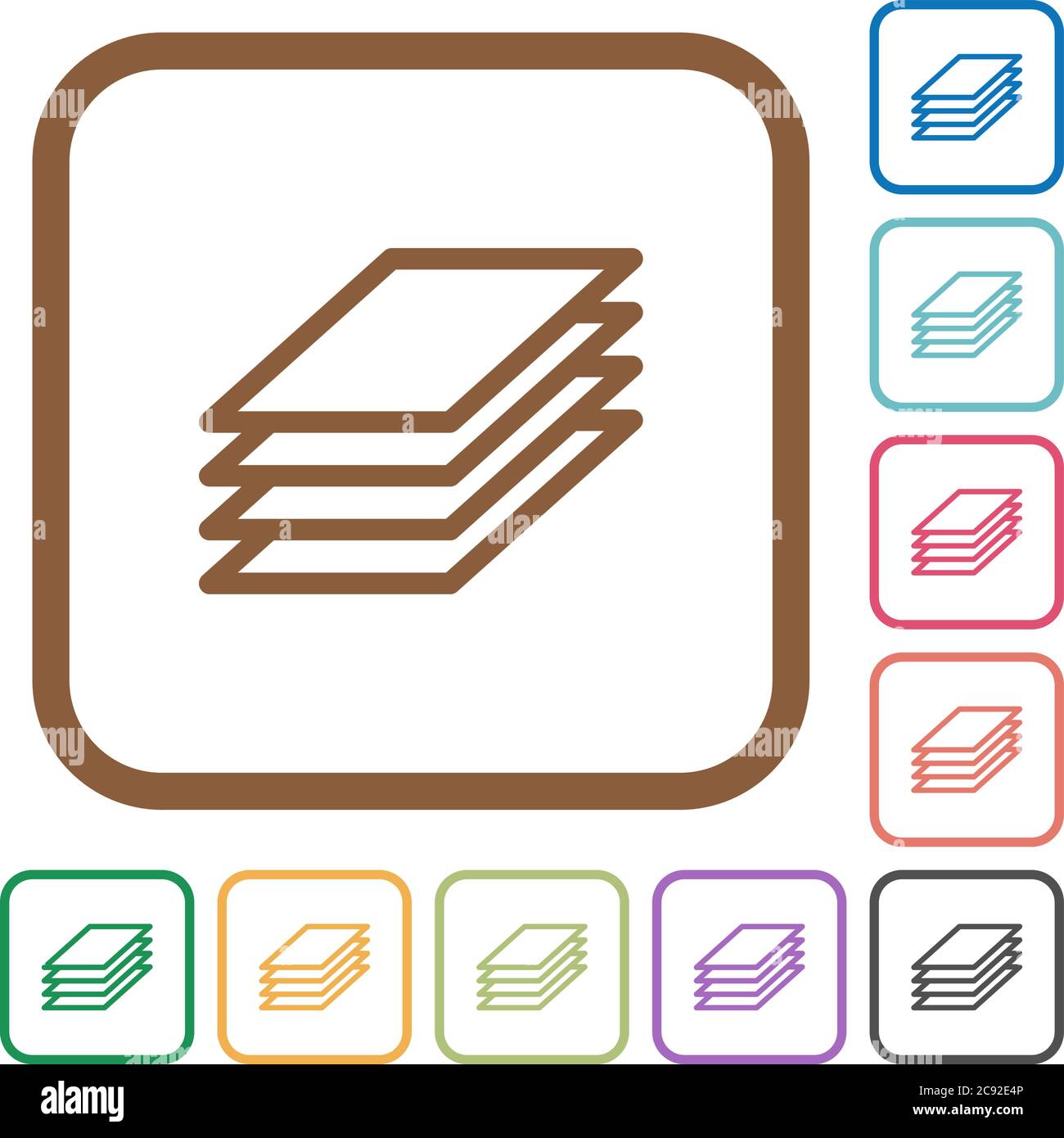 Printing papers simple icons in color rounded square frames on white background Stock Vector ...