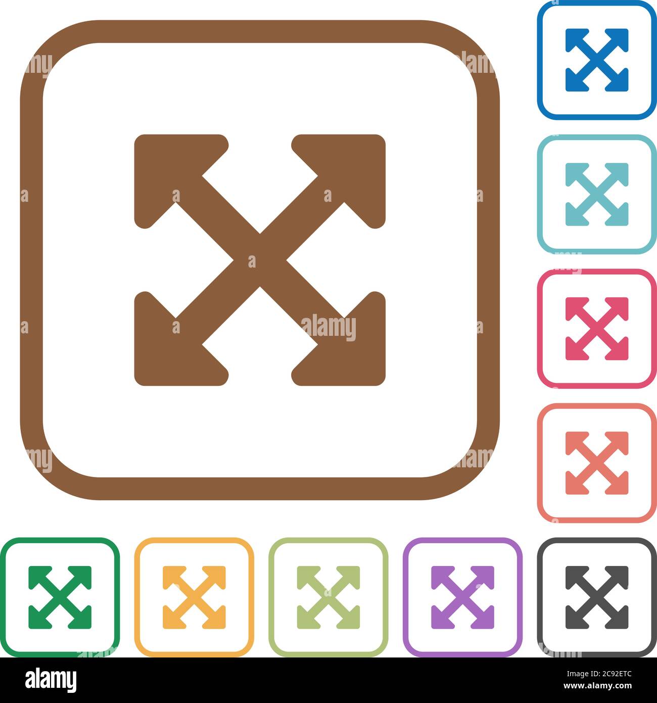 Resize full alt simple icons in color rounded square frames on white ...