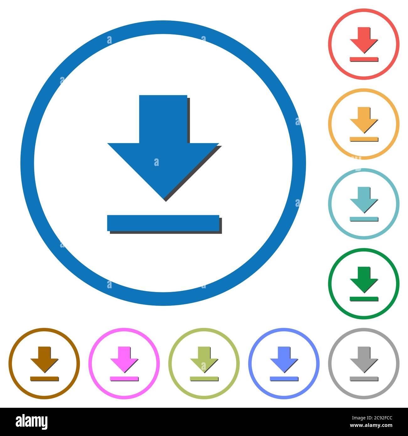 Download flat color vector icons with shadows in round outlines on ...