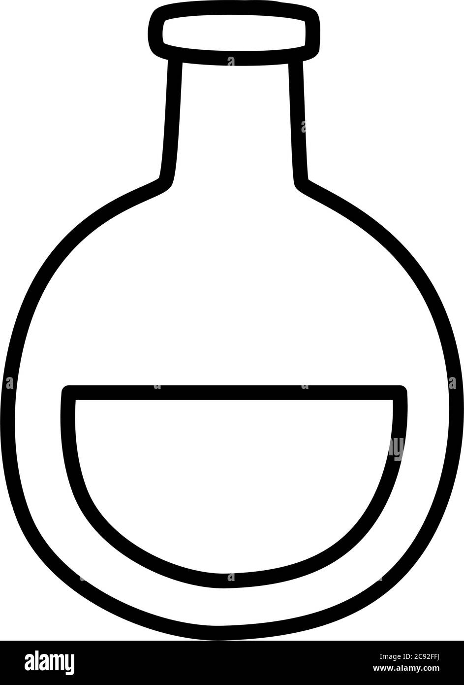 chemical round flask icon over white background, line style, vector ...