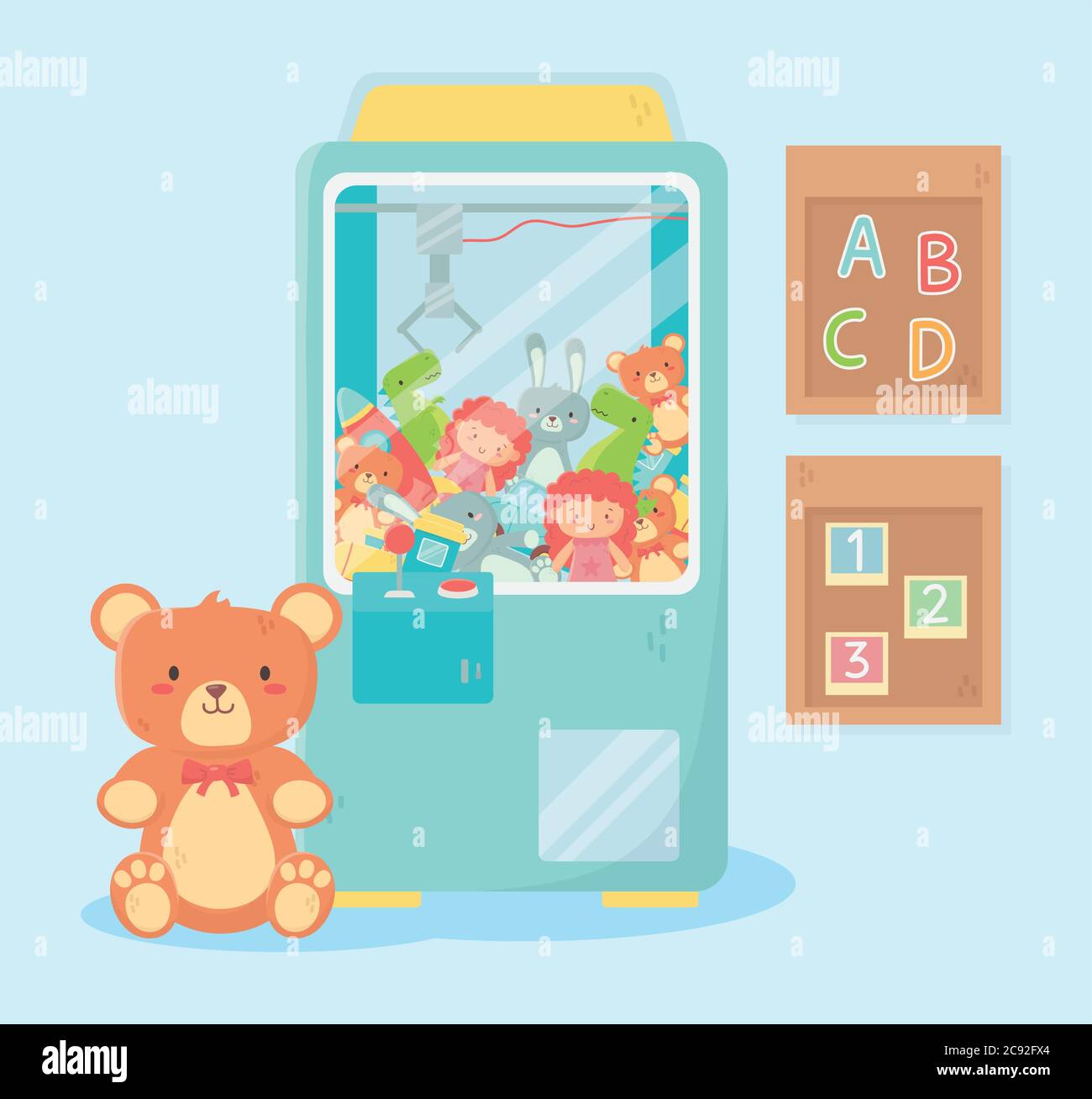 kids toys object amusing cartoon teddy picker machine alphabet numbers ...