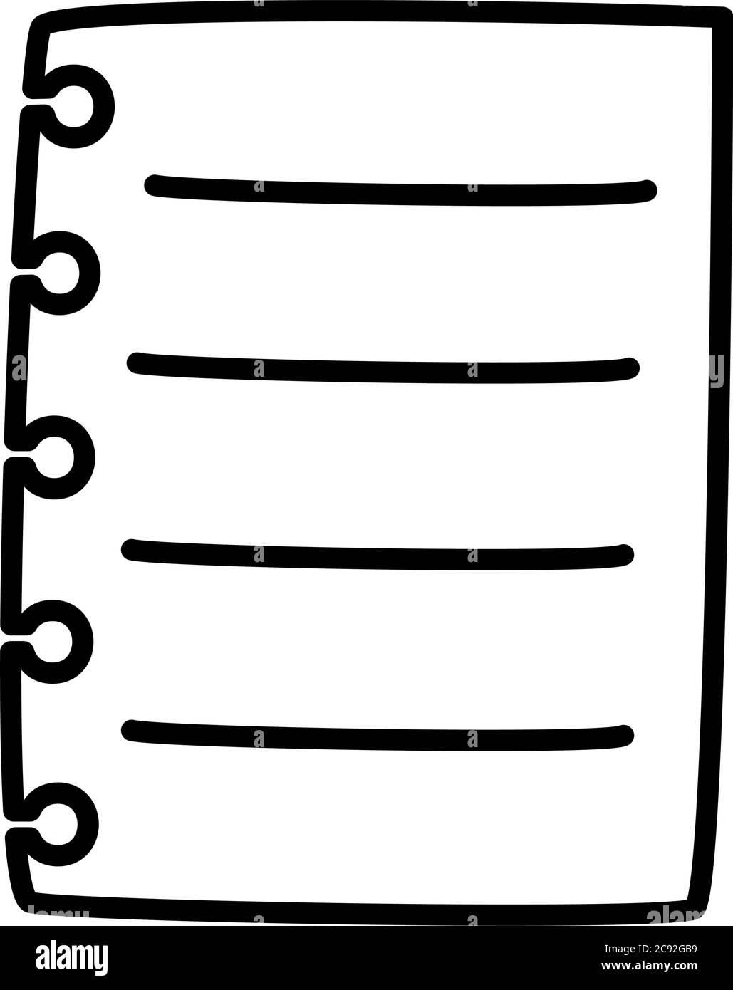 notebook page icon over white background, line style, vector ...