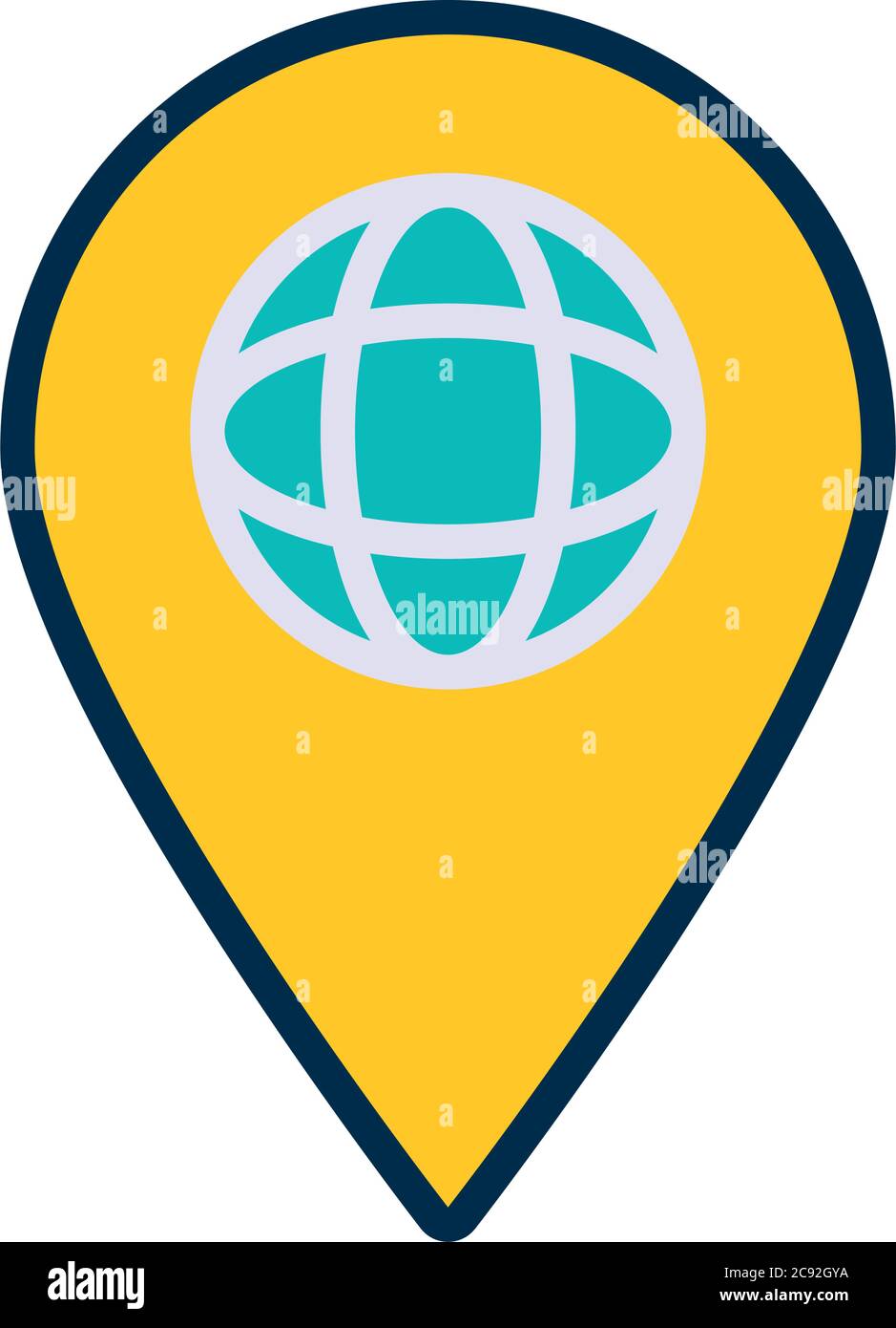 location pin with global sphere icon over white background, line and ...