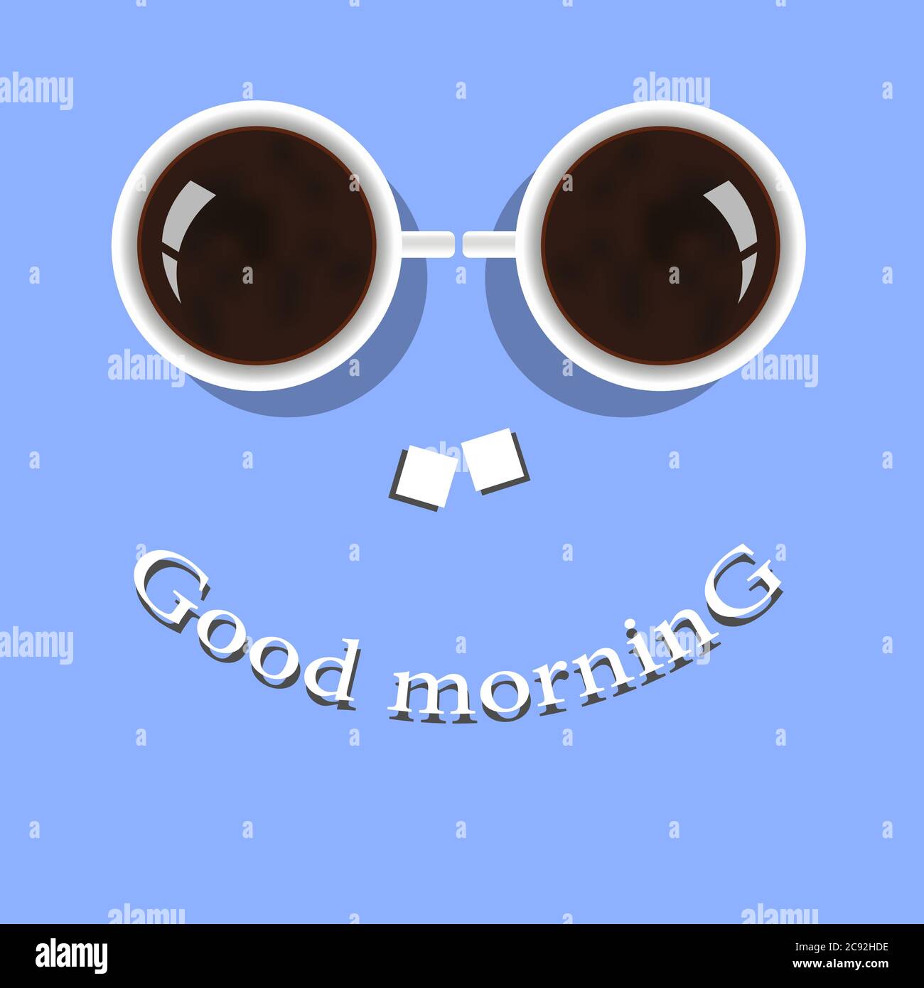 minimal illustration with cups of coffee and good morning wishes Stock ...