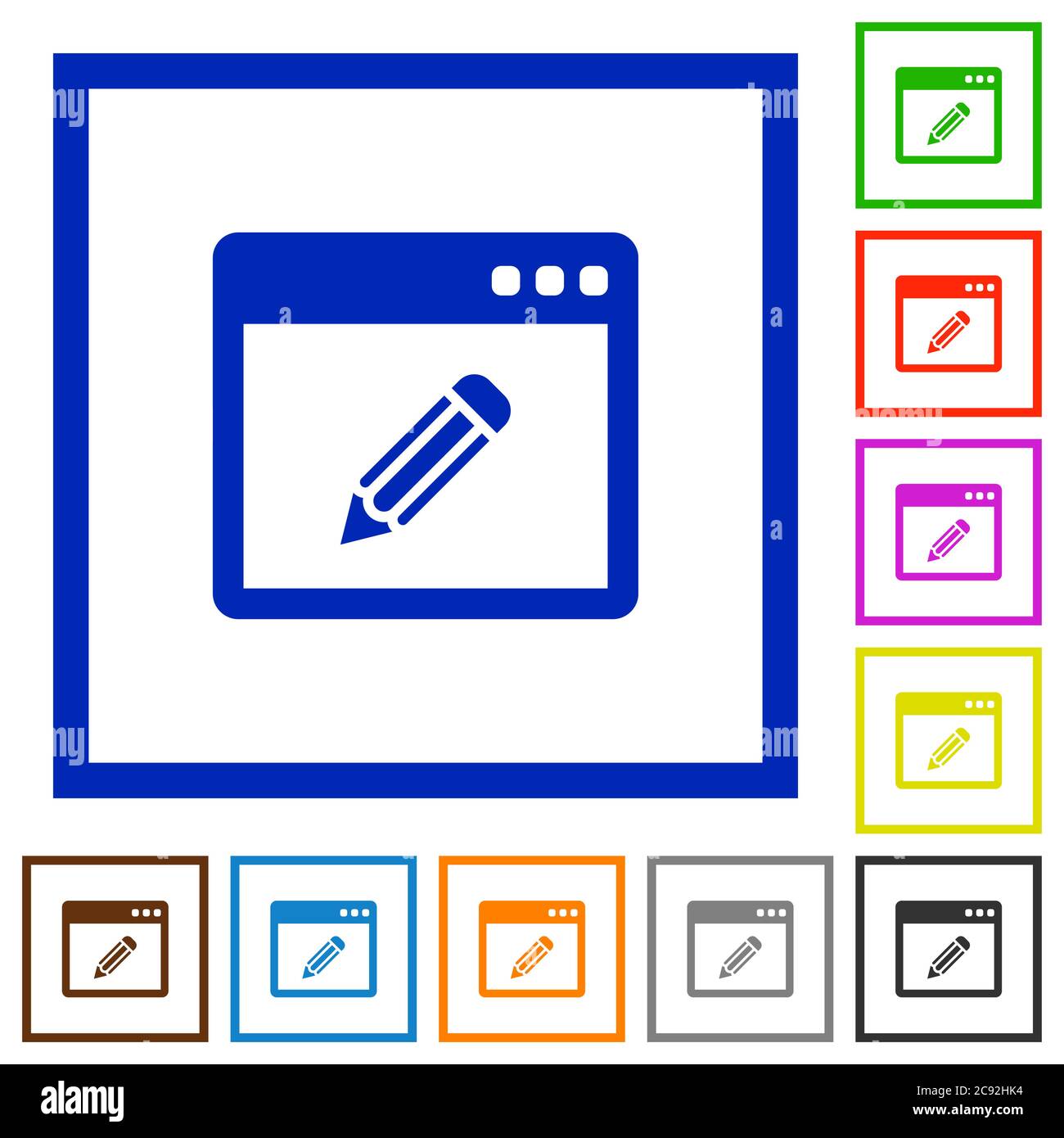 Application edit flat color icons in square frames on white background ...