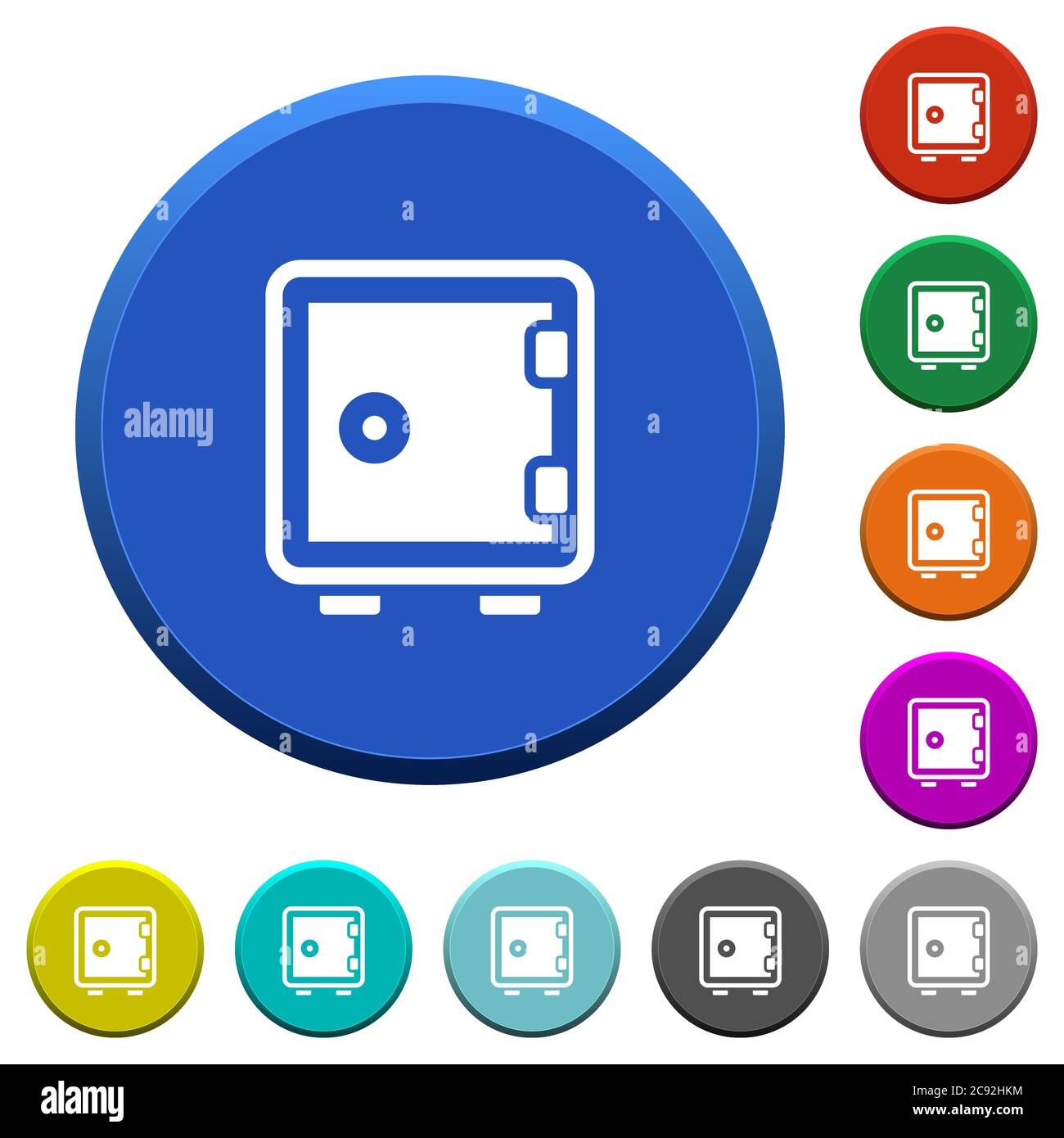 Strong box round color beveled buttons with smooth surfaces and flat ...