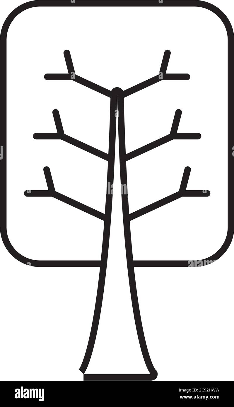 square shaped tree line style icon design, Nature plant season ...