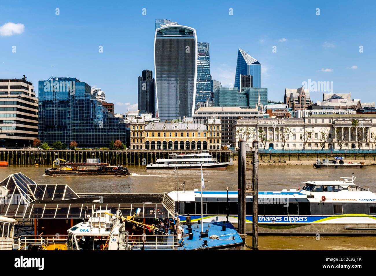 The River Thames and City of London Skyline, London, England Stock ...