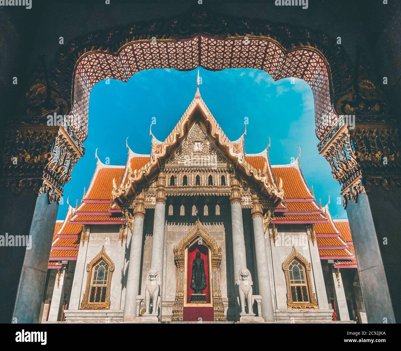 Wat Benchamabophit, the marble temple, in Bangkok, Old Town, Thailand ...