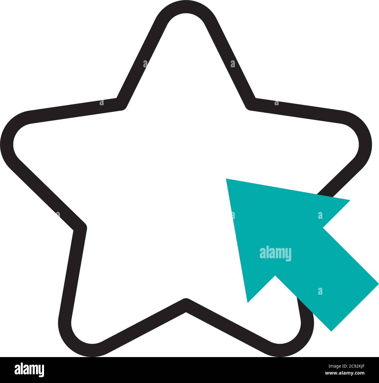 star and arrow cursor icon over white background, half line half color ...