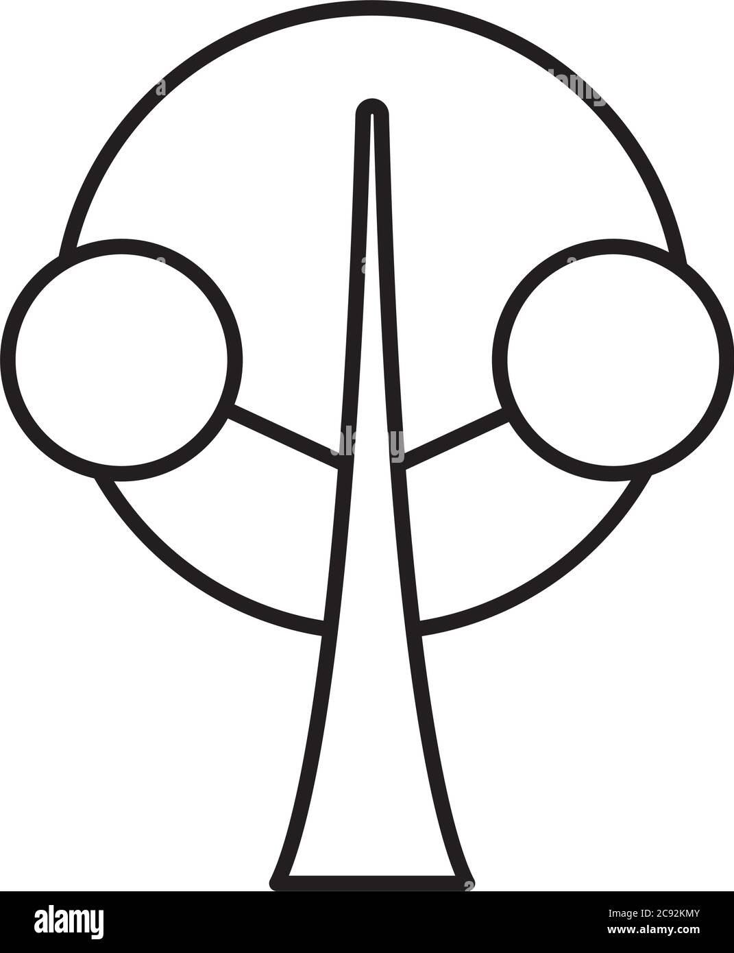 round shaped tree line style icon design, Nature plant season ...