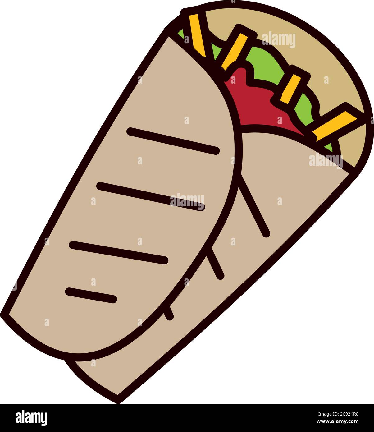 burrito line and fill style icon design, food eat restaurant and menu ...