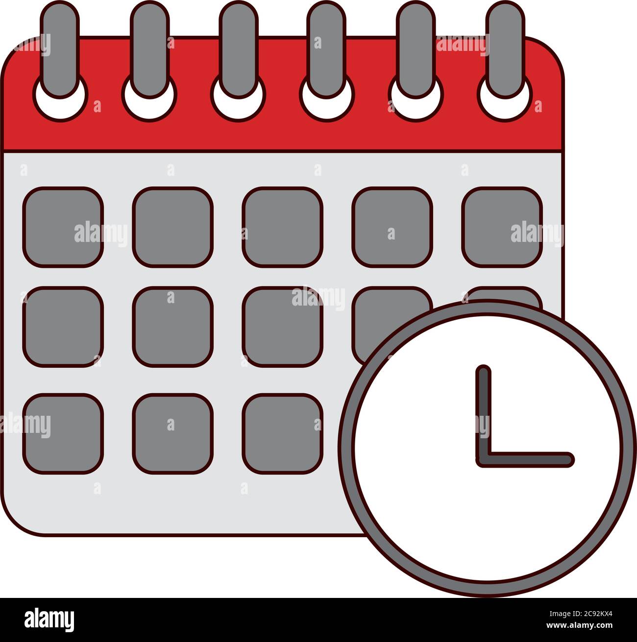 calendar reminder clock time line and fill style icon vector ...