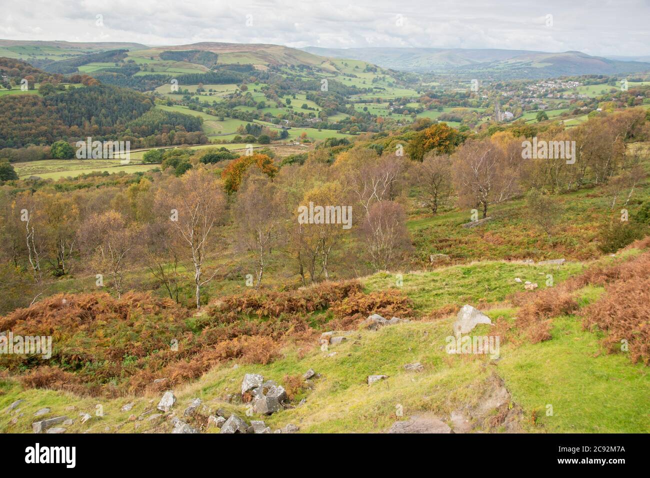 The view from Surprise View overlooking Hathersage Moor and village ...