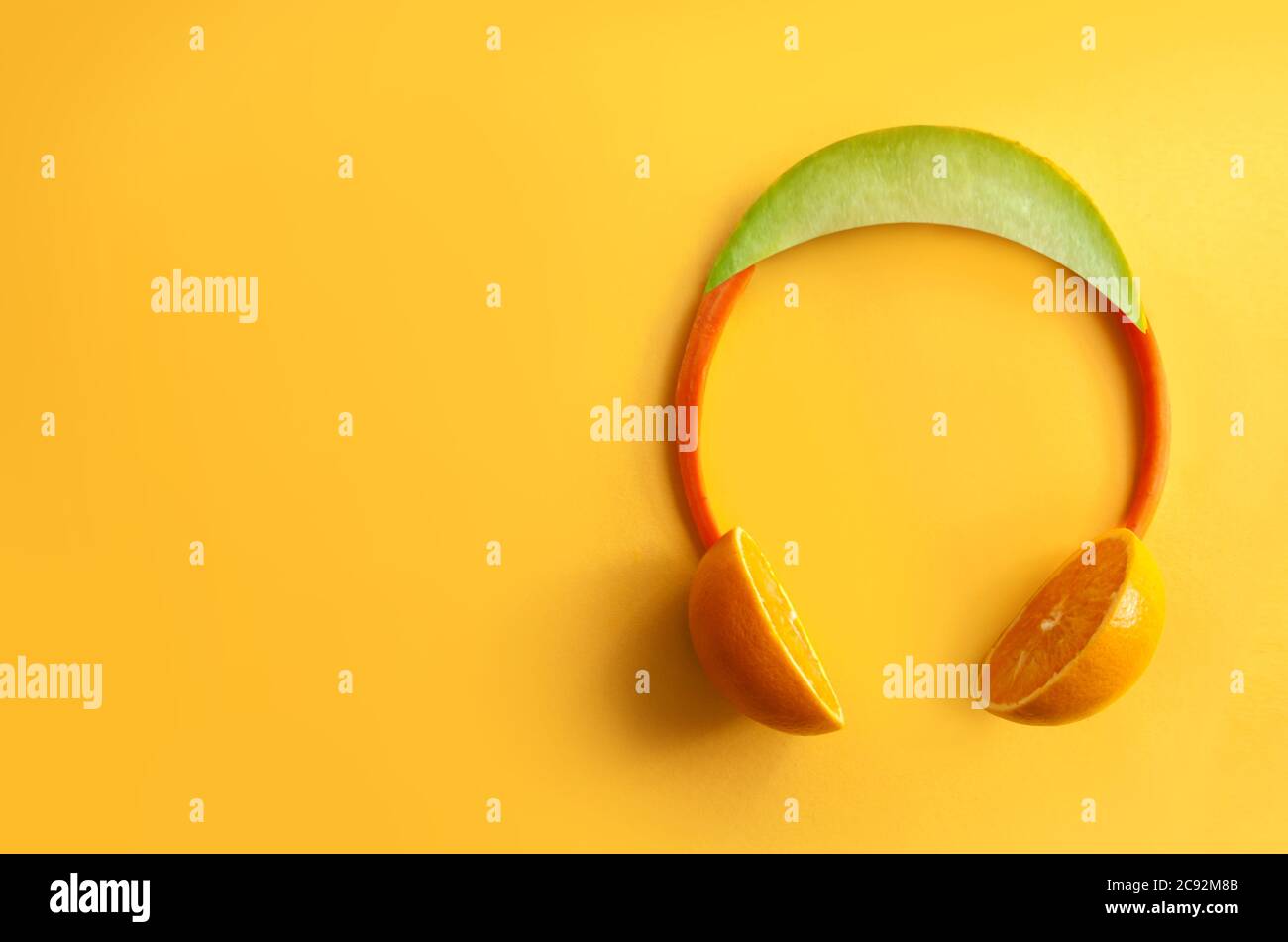 Summer headphone set, made of fruits and vegetable including melon ...