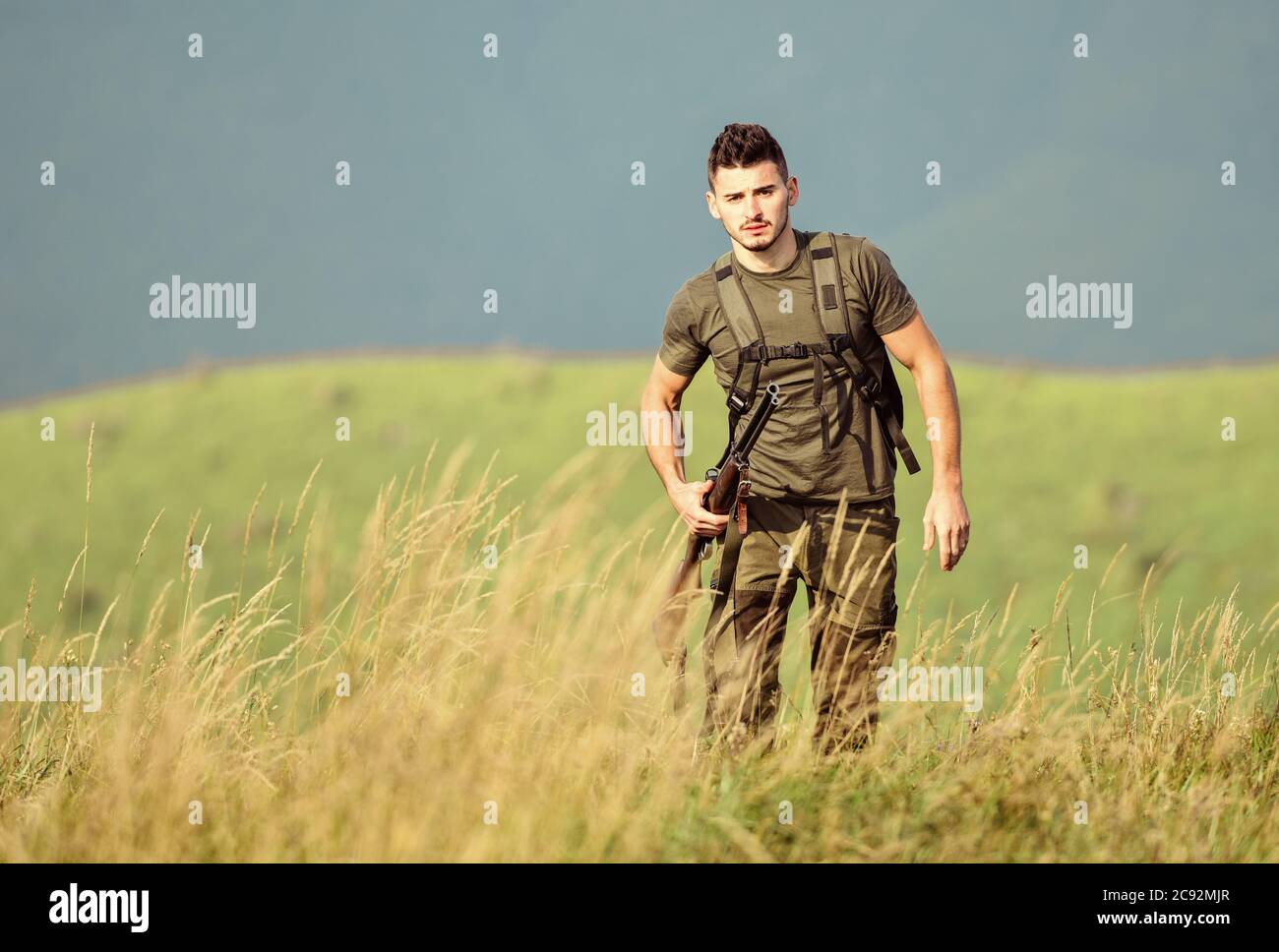 Action Target. man hold weapon. soldier in the field. polygon. military ...
