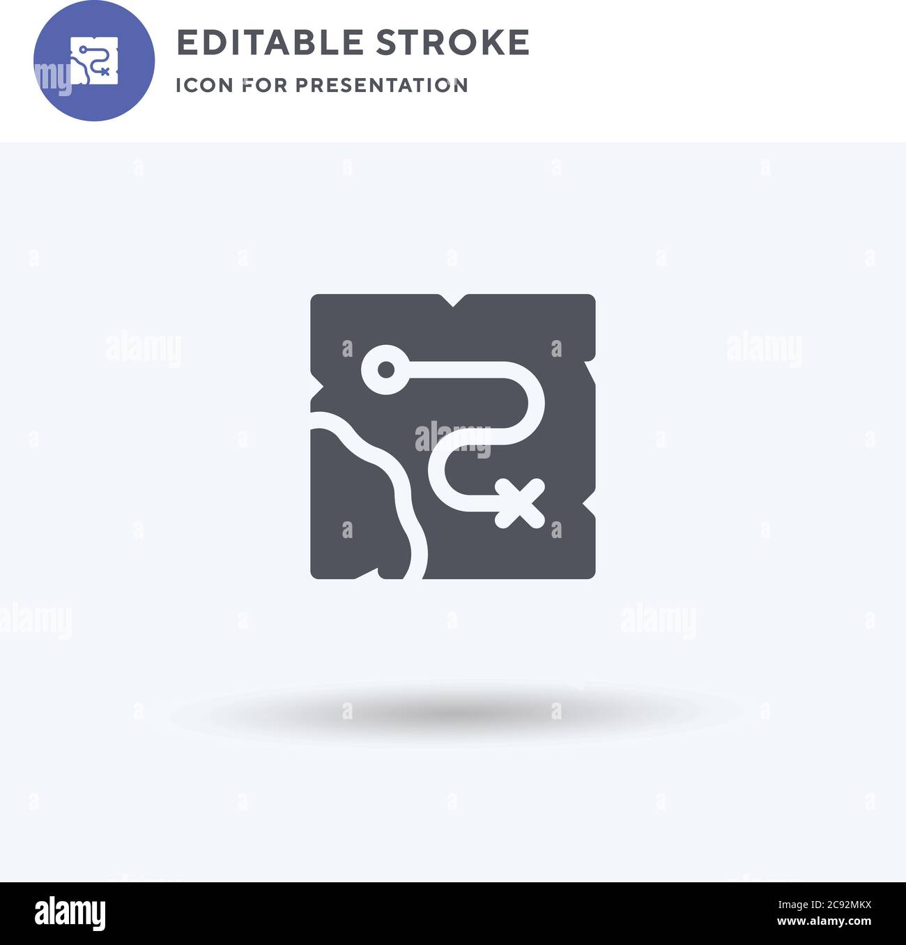 Treasure Map icon vector, filled flat sign, solid pictogram isolated on ...