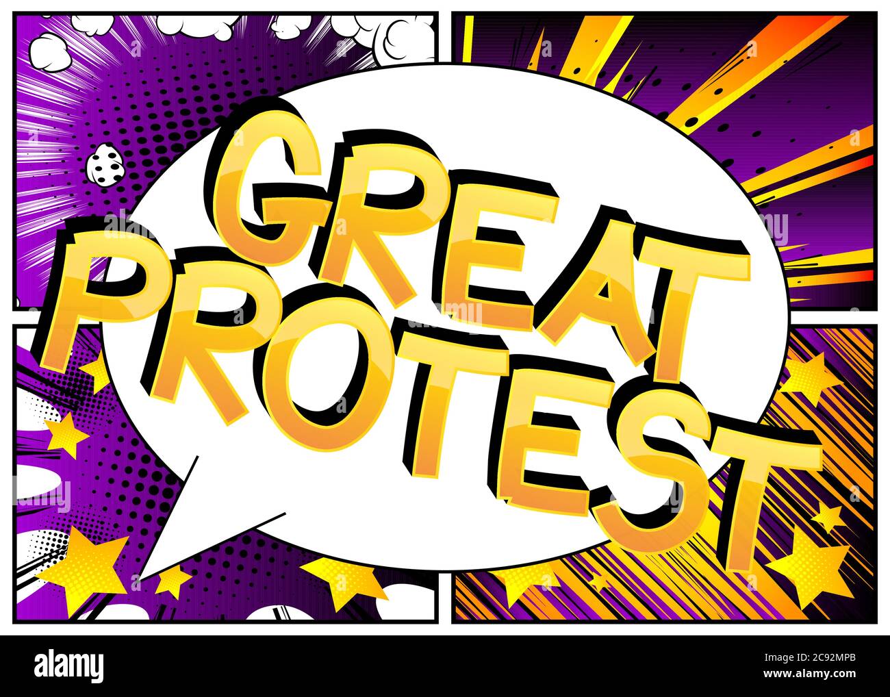 Great Protest Comic book style cartoon words on abstract comics ...