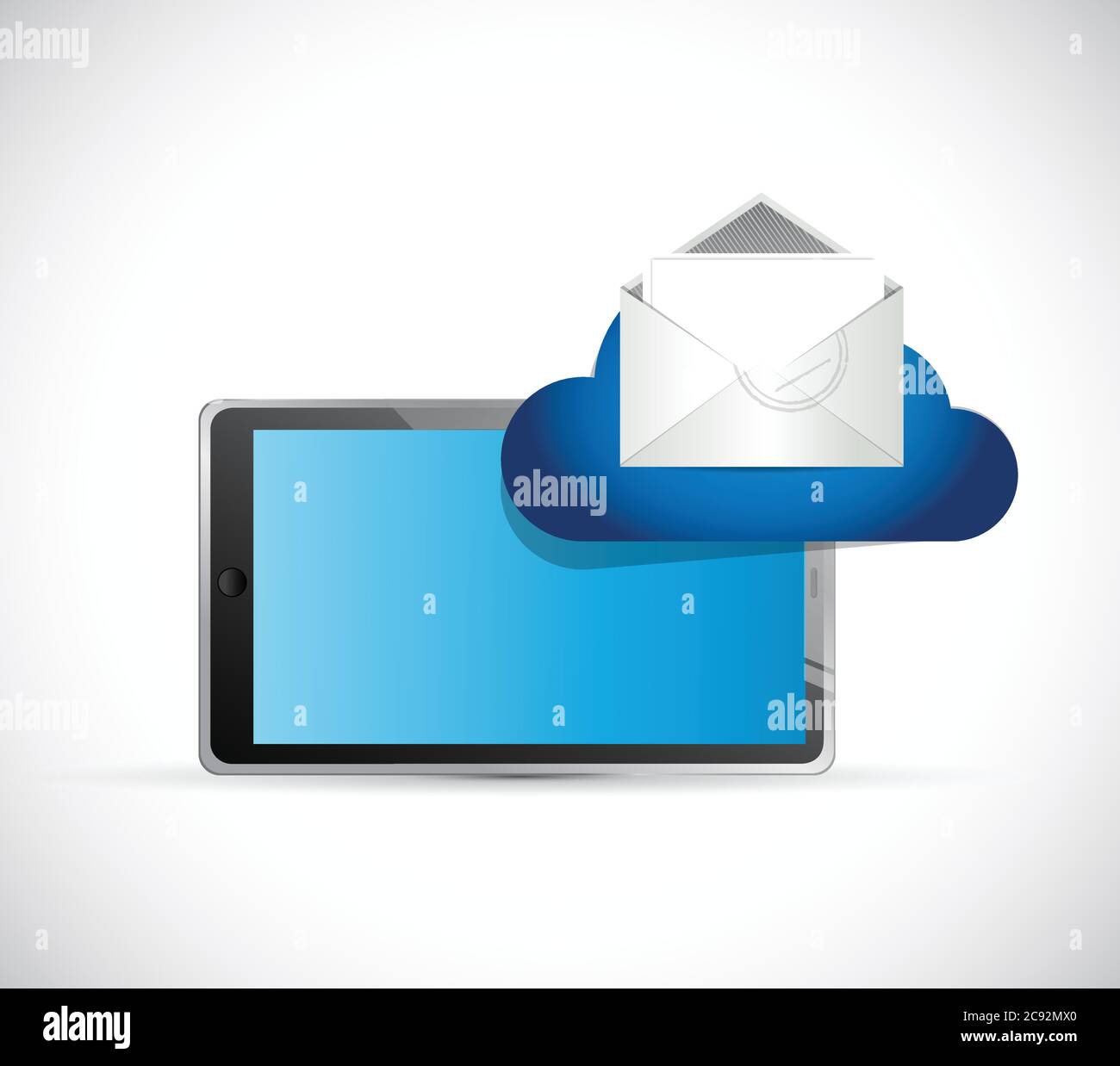 Tablet and email cloud. illustration design over a white background ...