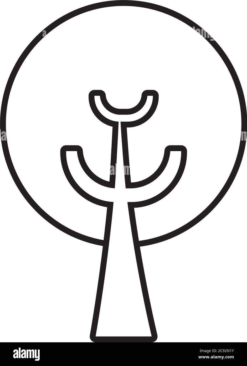 round shaped tree line style icon design, Nature plant season ...