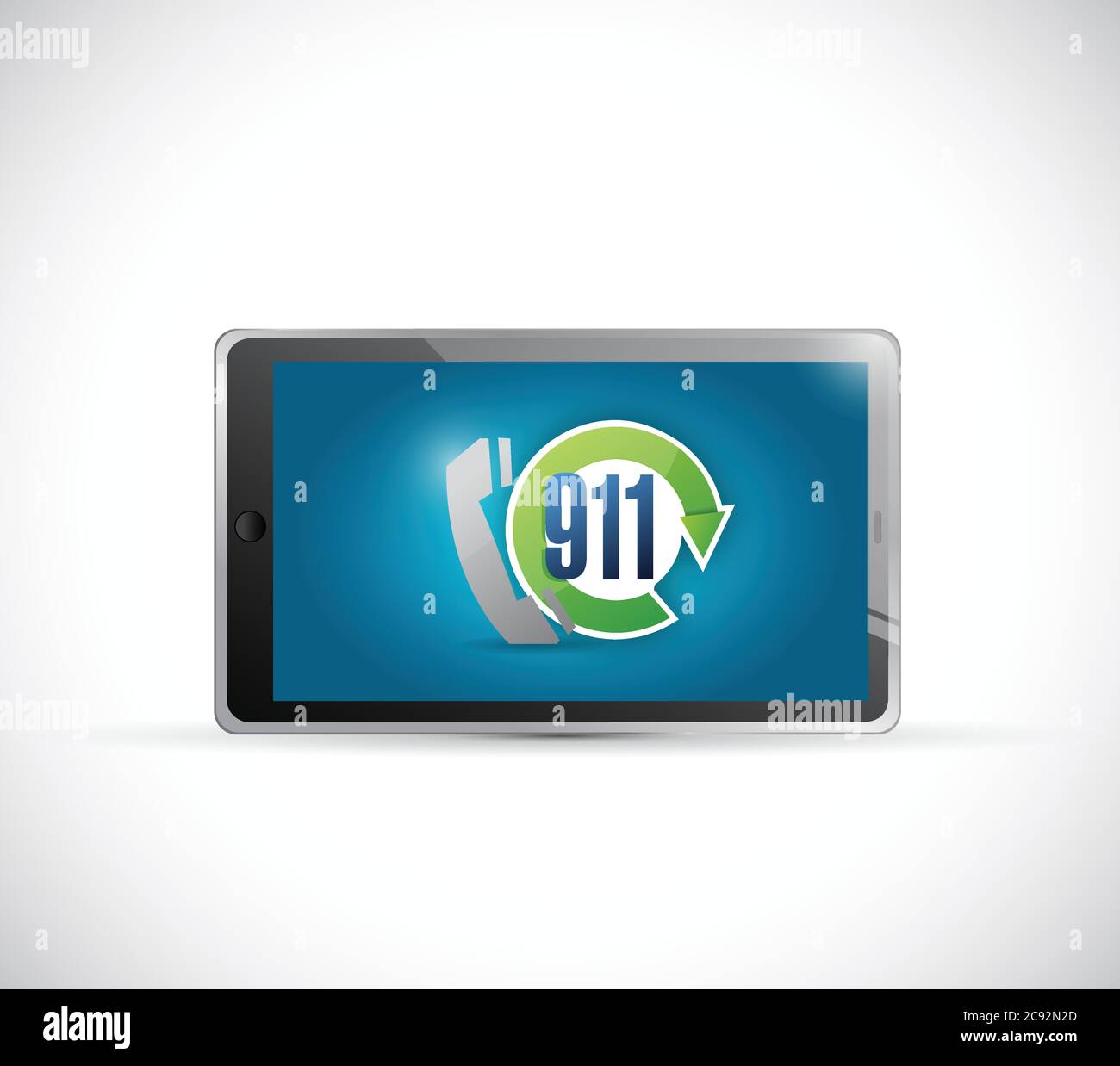 Tablet 911 emergency call illustration design over a white background ...