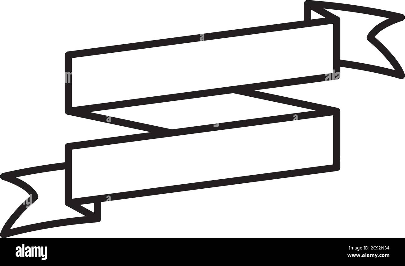 decorative ribbon icon over white background, line style, vector ...