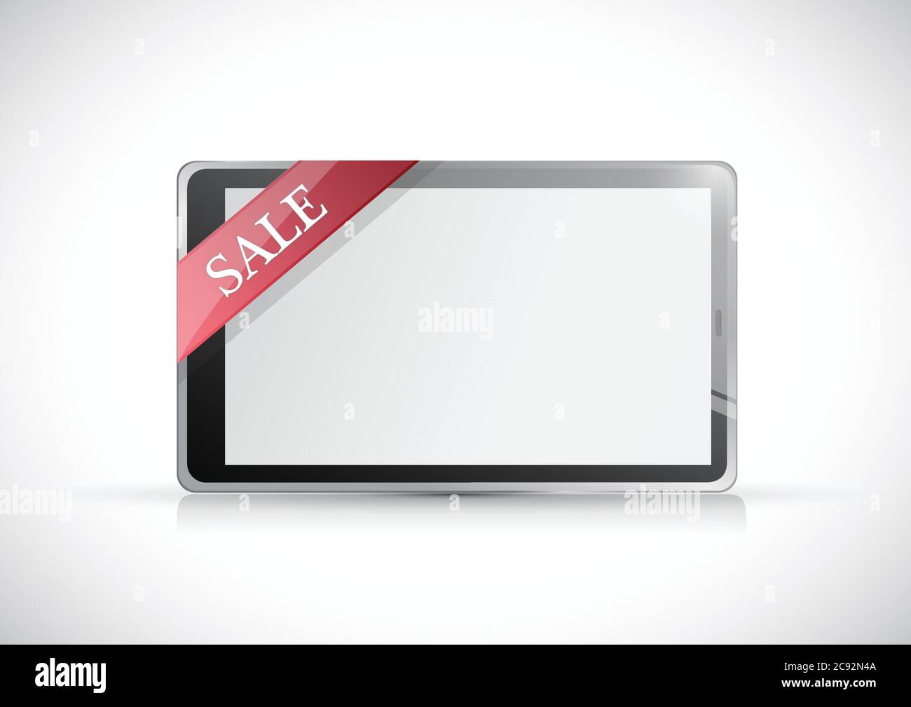 Tablet with a sale tag. illustration over a white background Stock ...