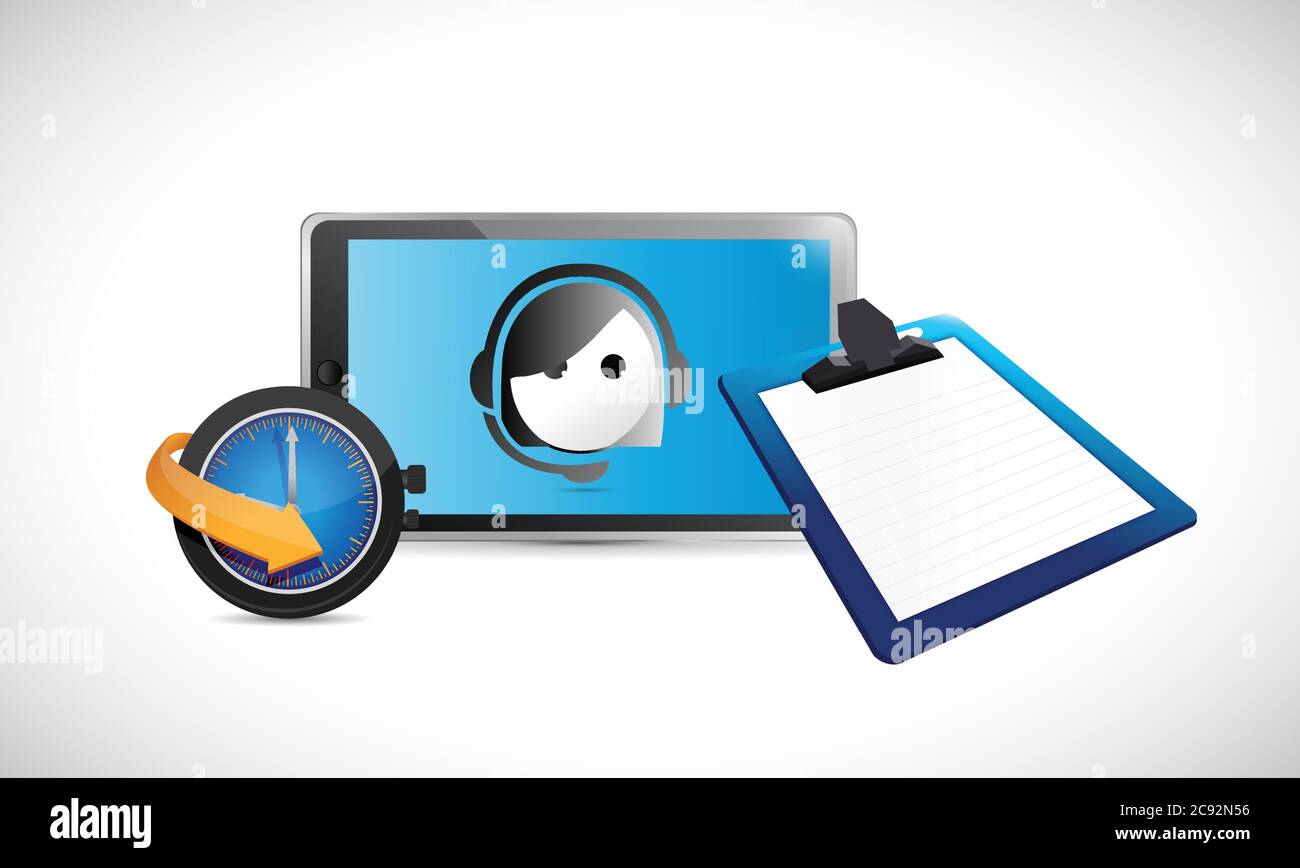 Business tablet concept customer support illustration design over a ...