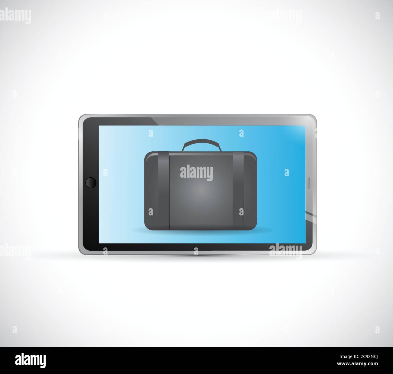 Tablet and suitcase illustration design over a white background Stock ...