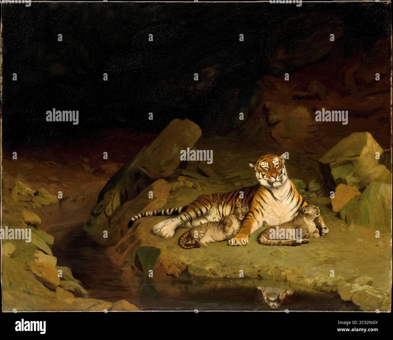 Jean Léon Gérôme, Tiger and Cubs, painting, circa 1884 Stock Photo - Alamy