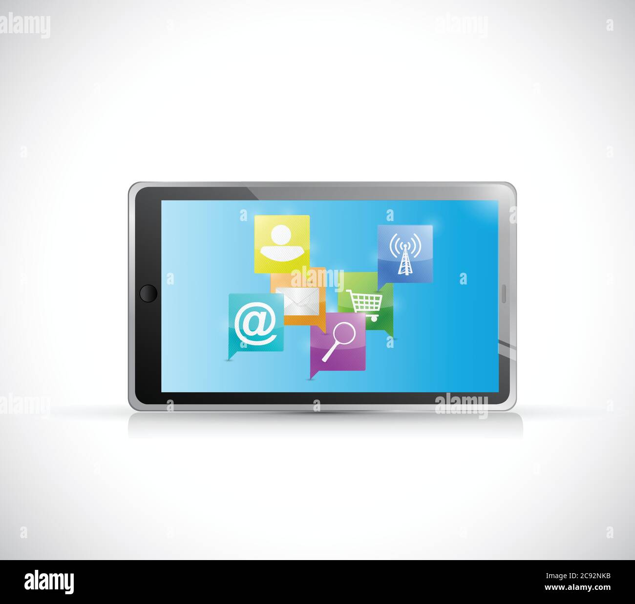 Tablet internet network communication concept illustration design over ...