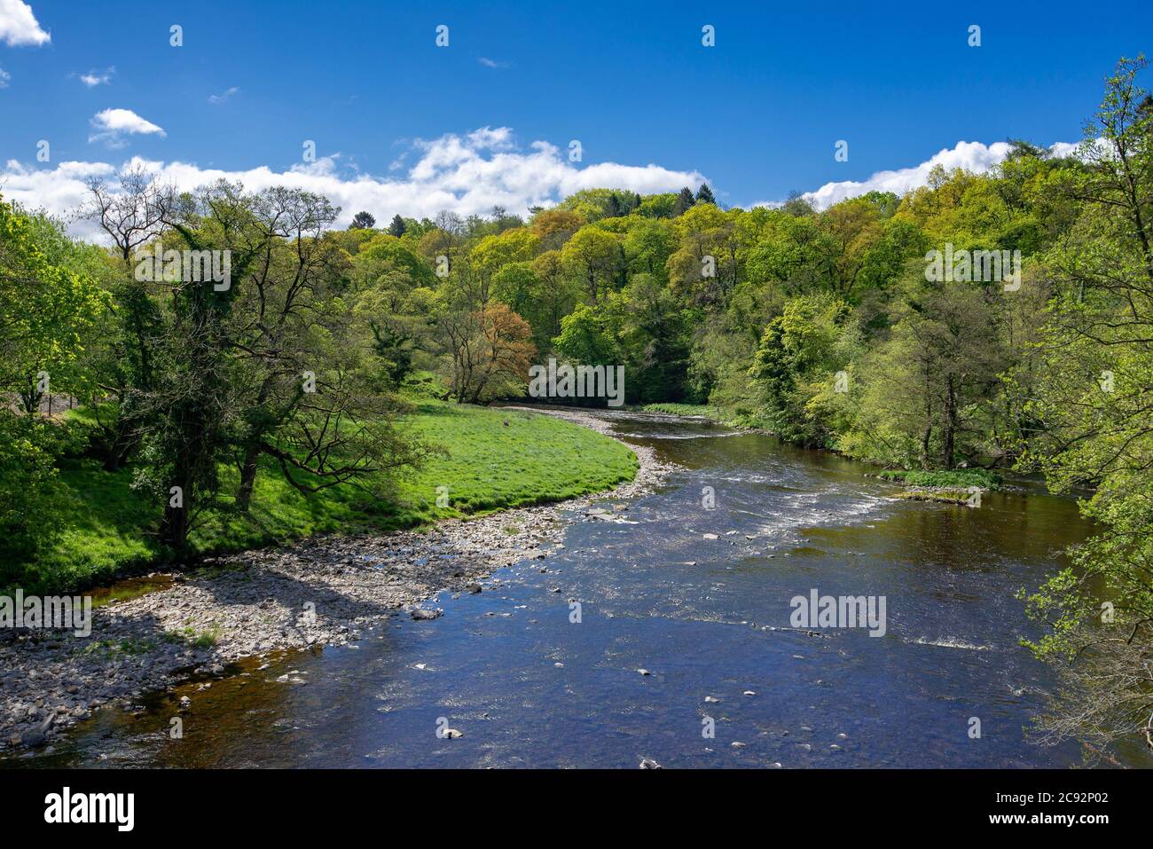 The river Hodder from Higher Hodder Bridge, Clitheroe, Lancashire Stock ...