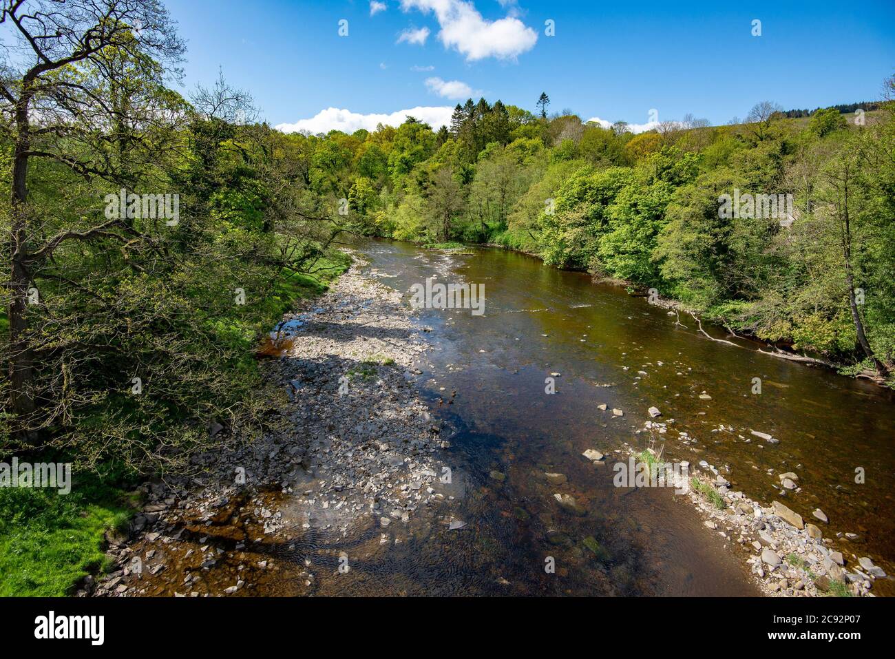 The river Hodder from Higher Hodder Bridge, Clitheroe, Lancashire Stock ...