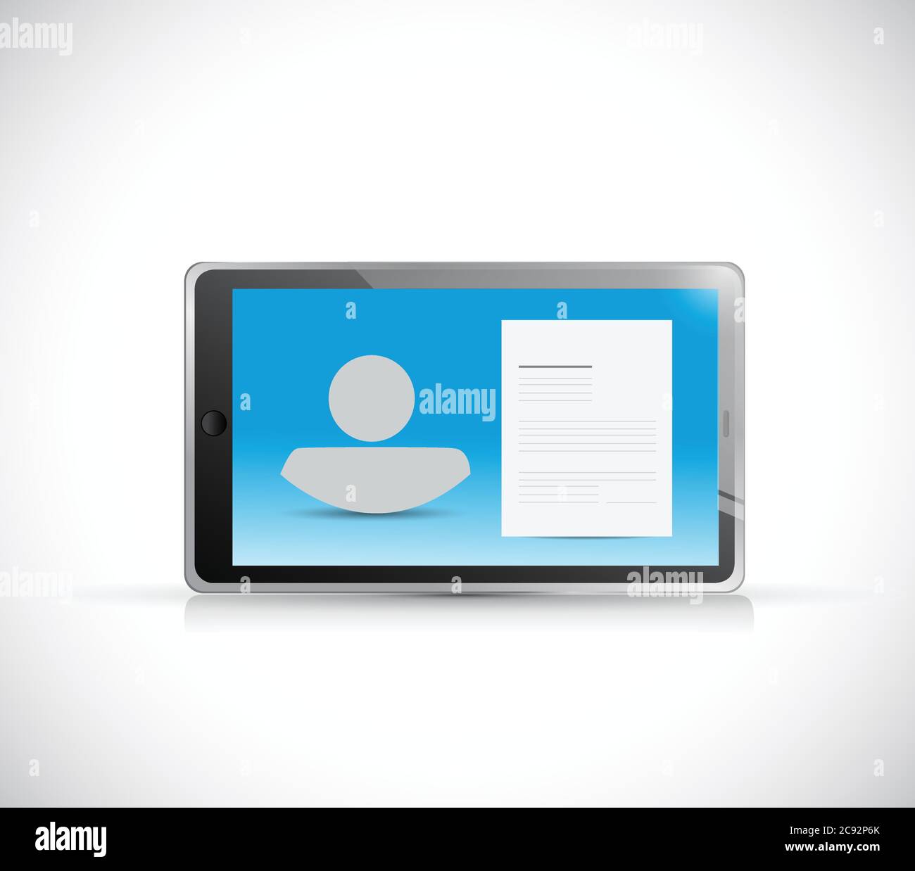 Tablet avatar and resume illustration design over a white background ...