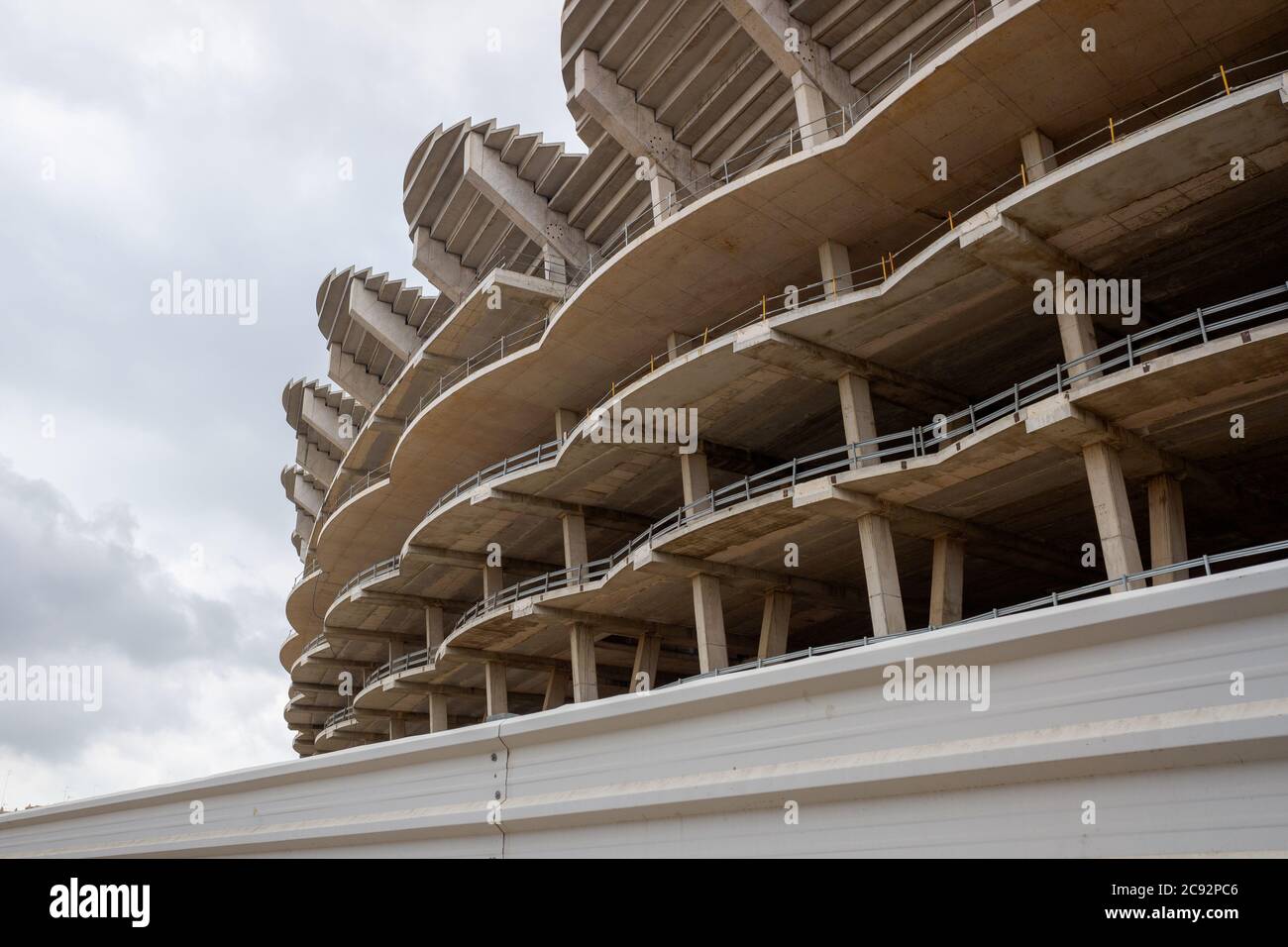 Construction in progress of the new Valencia stadium, with reinforced ...