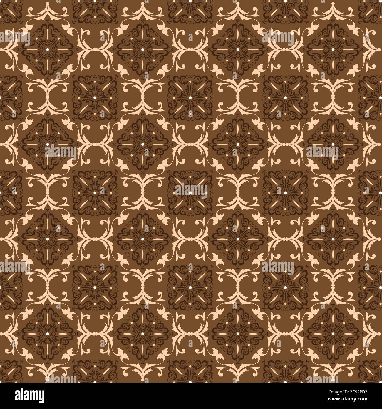 Elegance flower pattern in Javanese batik with simple dark brown color ...