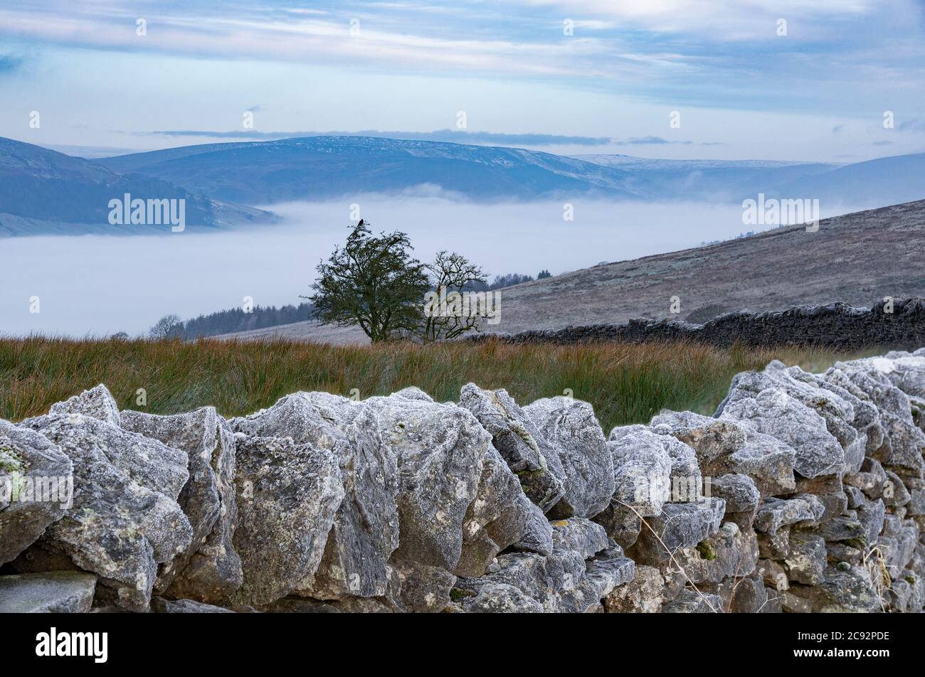 Mist in the Hodder valley from Hall Hill, Whitewell, Clitheroe ...